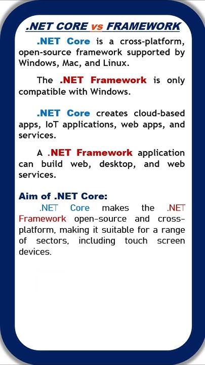 .net core vs framework || .net core || .net framework - YouTube