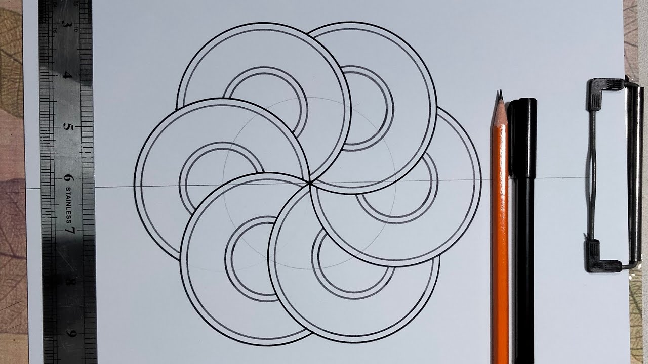 How to draw a geometrical circle design | Quick and easy geometrical ...