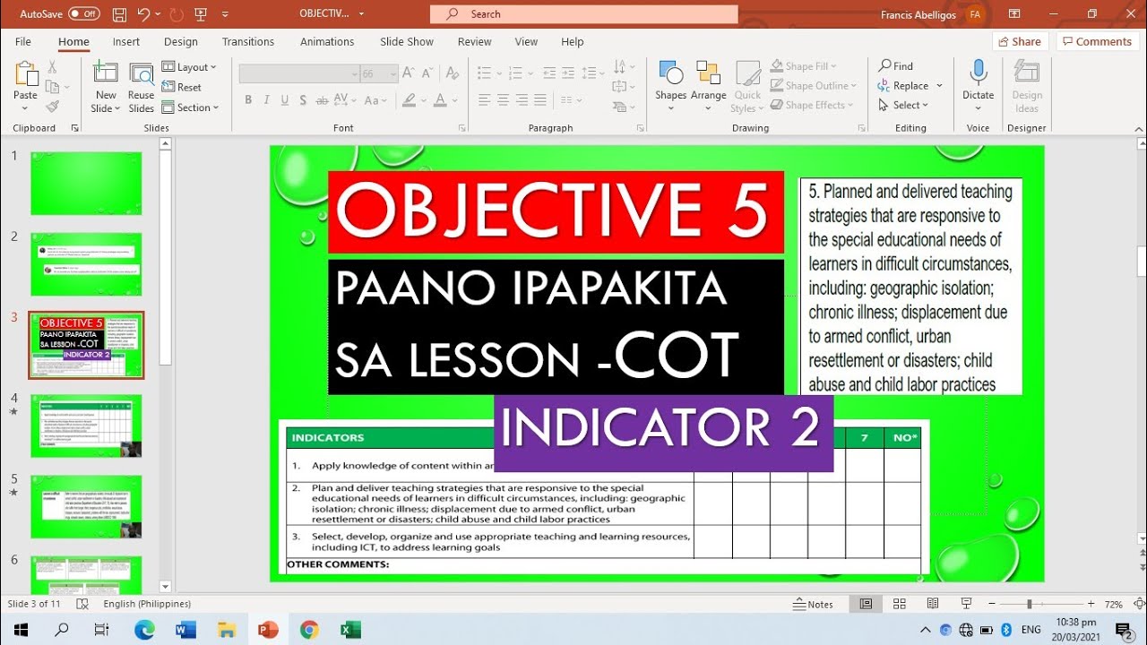 Paano Gawin ang Objective 5/Indicator 2 sa COT? #learners_w/_difficult ...