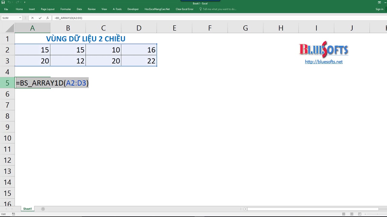 Chuyển đổi vùng dữ liệu 2 chiều thành 1 chiều bằng hàm BS_ARRAY1D - YouTube