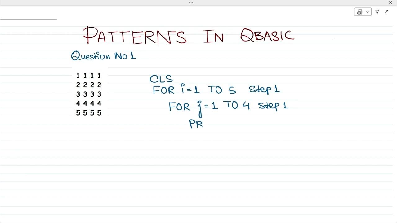Pattern in QBasic learn quickly | Double for loop solution in QBasic - YouTube