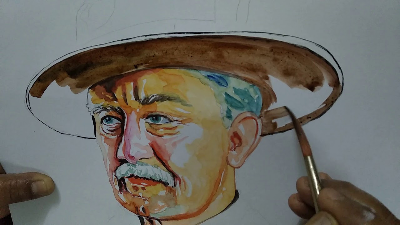 WATER COLOUR PAINTING OF LORD BADEN POWELL - YouTube