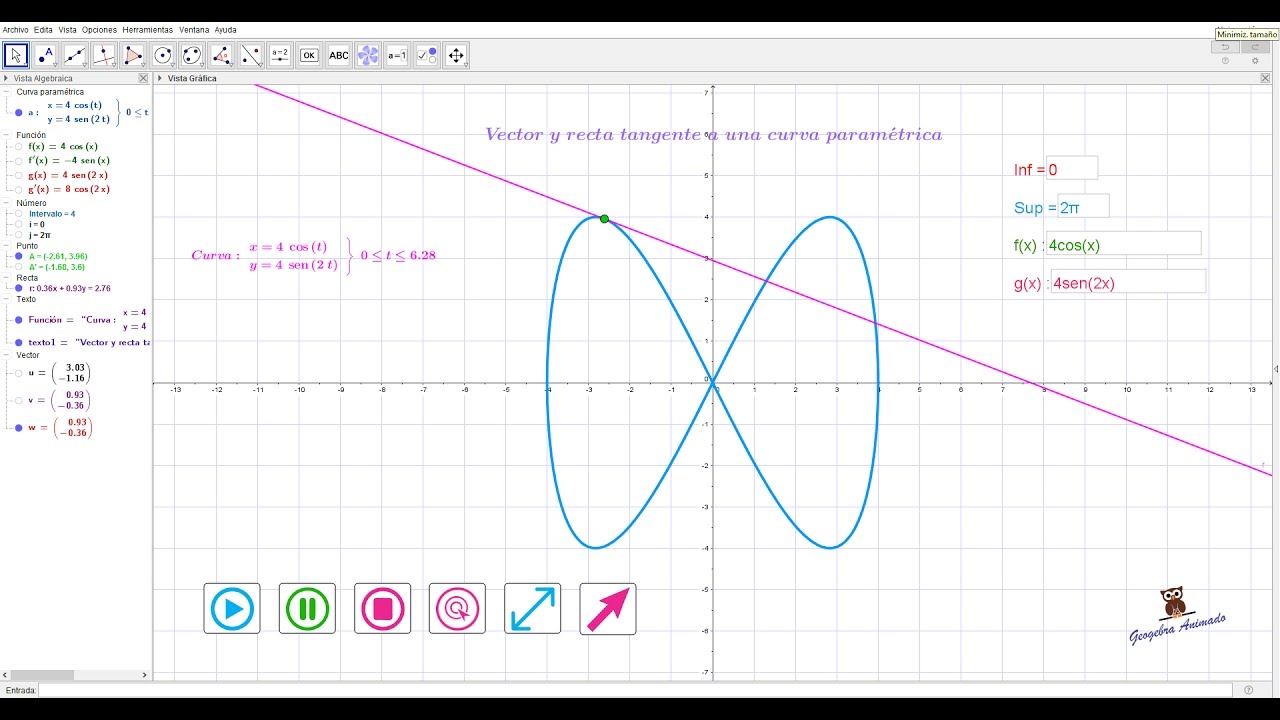Vector y recta tangente a una curva paramétrica (Geogebra Animado ...