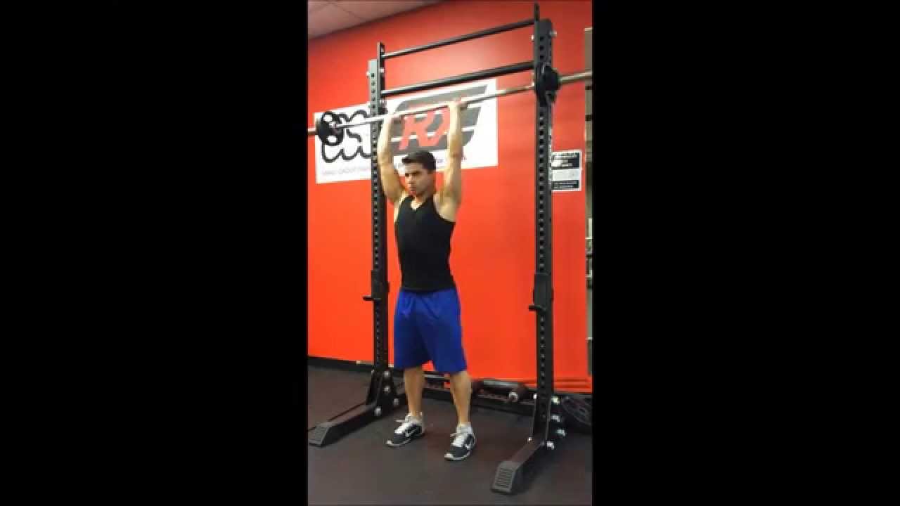 Barbell overhead press: narrow grip - YouTube