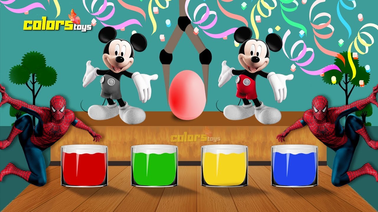 Learn Colors With Mickey Mouse Surprise Eggs Magic Liquids for Children ...