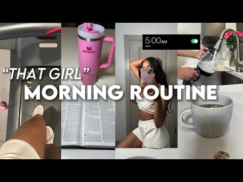 “THAT GIRL” 5am morning routine 🎀 productive & healthy - YouTube