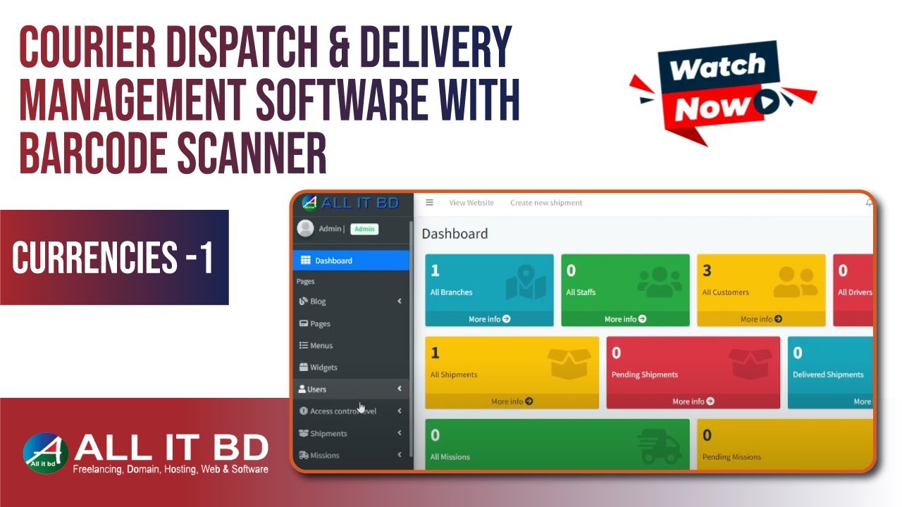 Courier Dispatch & Delivery Management Software Barcode Scanner || General Settings (Currencies ...