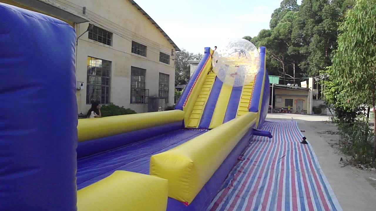 inflatable zorb ball and slide for sale - YouTube