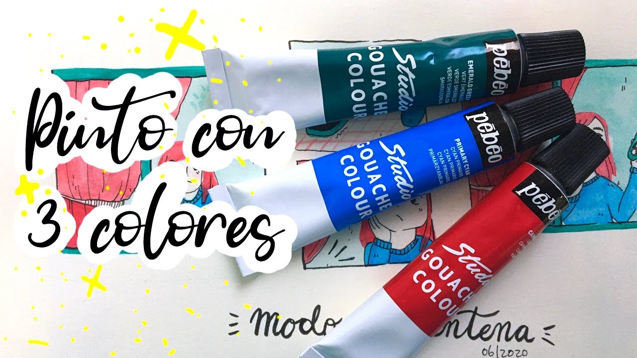 Pinto con 3 colores #gouache #speedpaint - YouTube