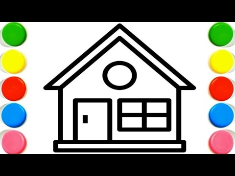 How to Draw a Colorful House for Kids | Easy House Drawing & Coloring ...