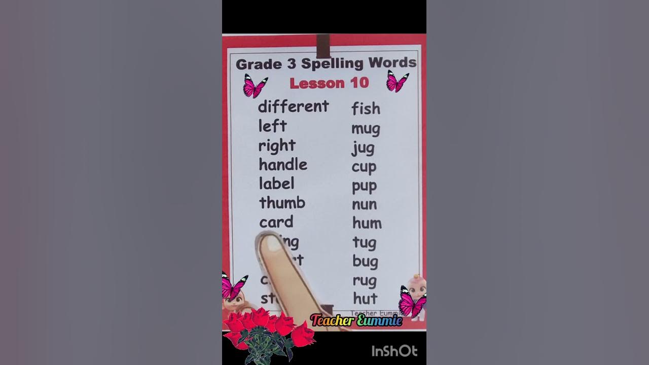 Grade 3 Spelling Words Lesson 10 - YouTube