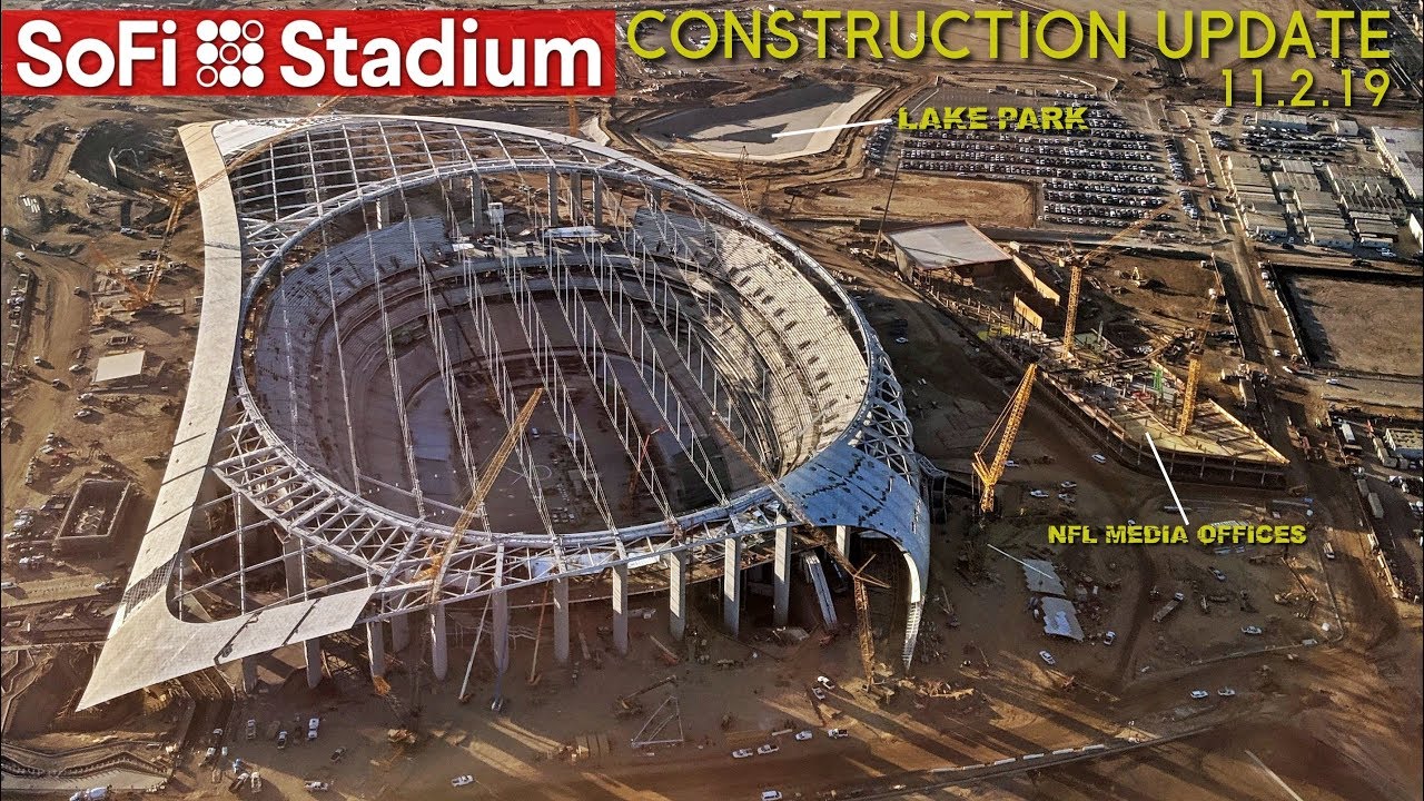 LA Rams Chargers SoFi Stadium Construction Update 11.2.19 - YouTube