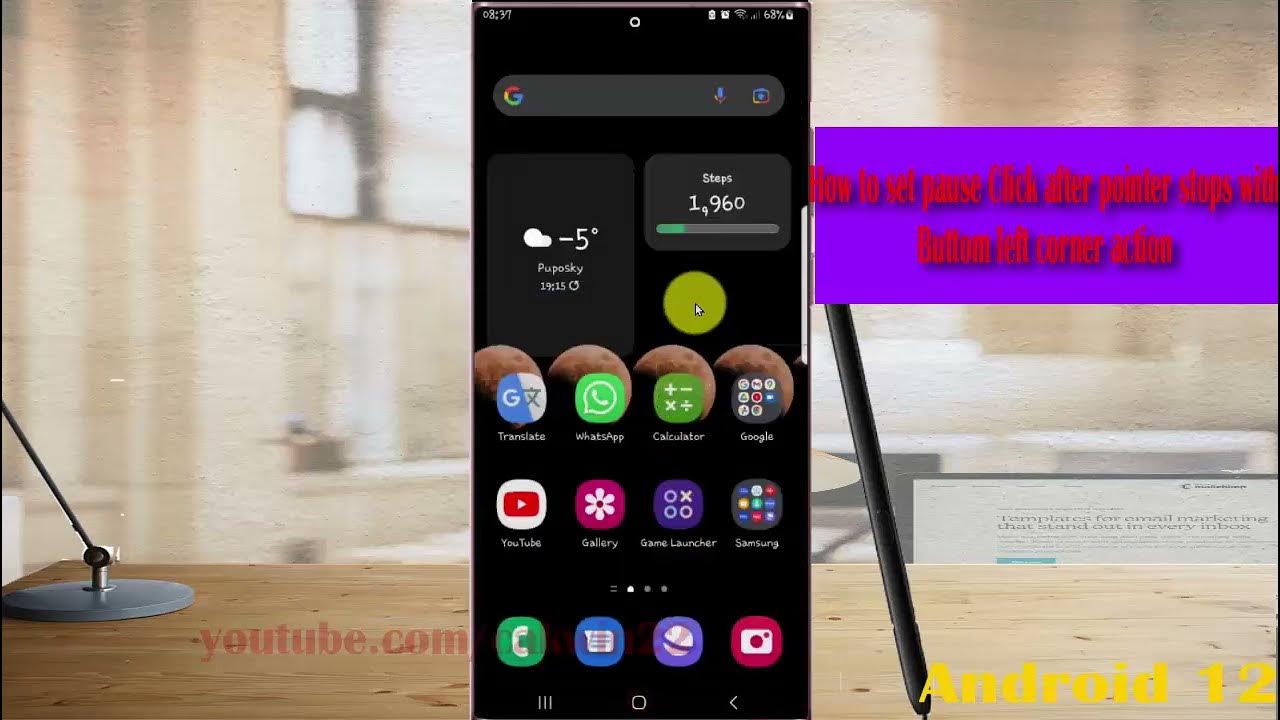 Samsung Galaxy S22 Ultra : How to set pause Click after pointer stops with Bottom left corner ...