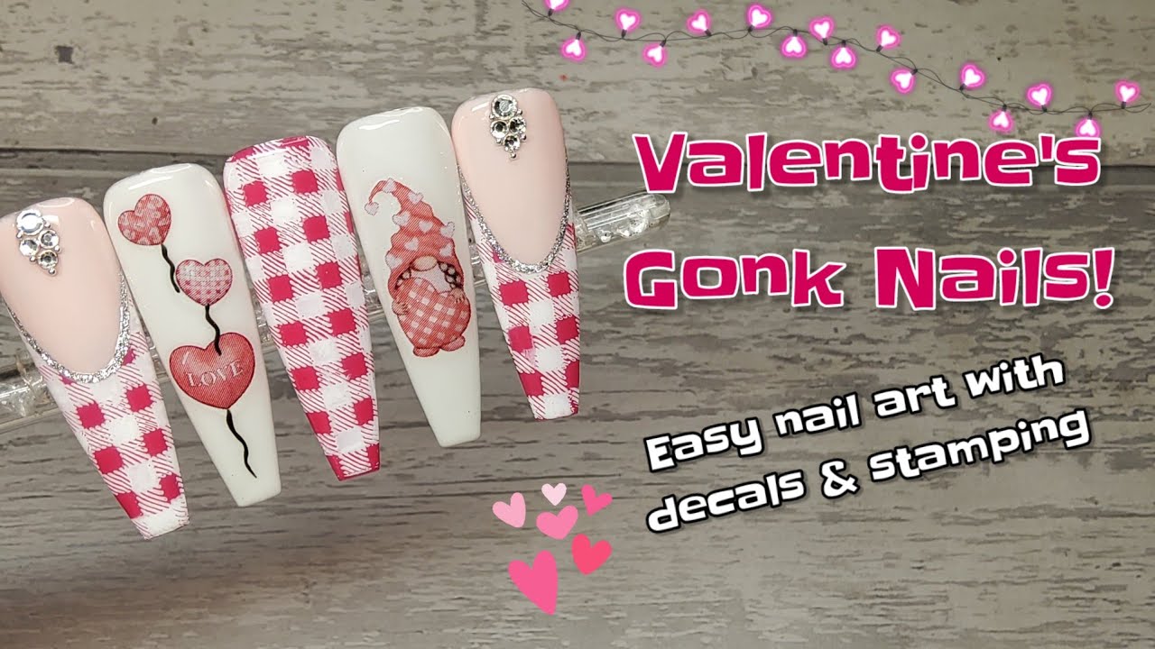 GINGHAM GONK NAILS! | STAMPING NAIL ART | THE DECAL QUEEN - YouTube