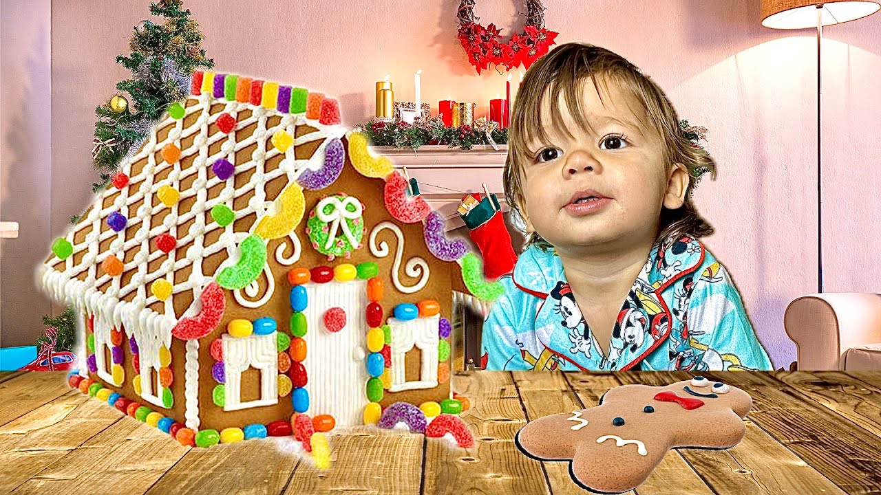 My Son's FIRST Gingerbread House Build!!! *MESSY!!!* - YouTube