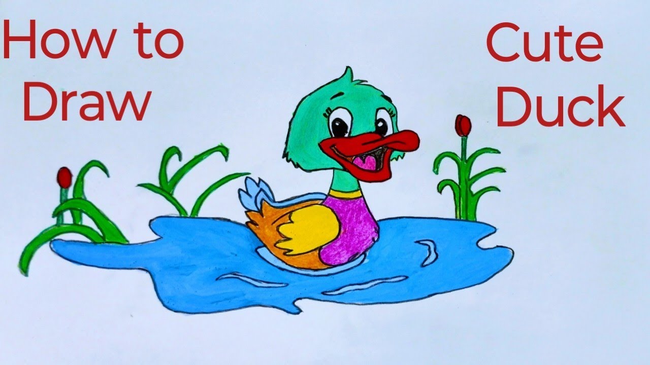 How To Draw Cute Duck 🦆 | How To Draw A Beautiful Duck With Colour ...