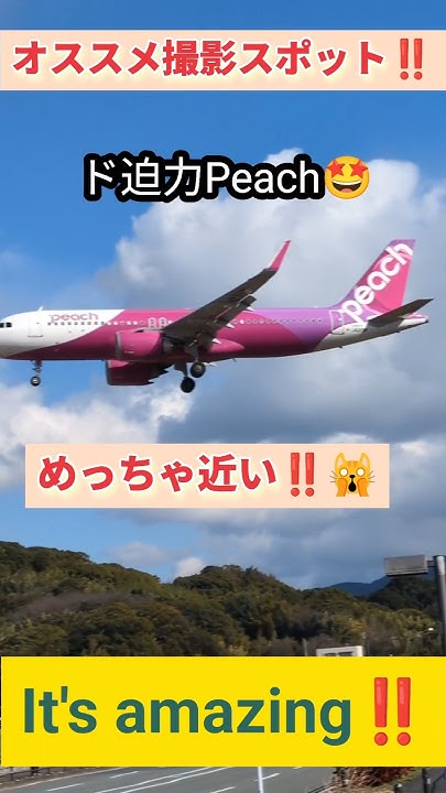 【オススメ撮影スポット‼️ド迫力Peach🤩めっちゃ近い🙀】#ANA #plane #飛行機 #飛行場 #비행기 #shorts #福岡空港 #オススメ #JAL #airport - YouTube
