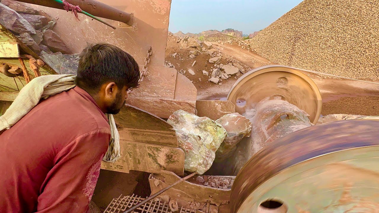 "PRIMITIVE POWER! | Big Rock Crushing Jaw in Action - Primary Quarry ...