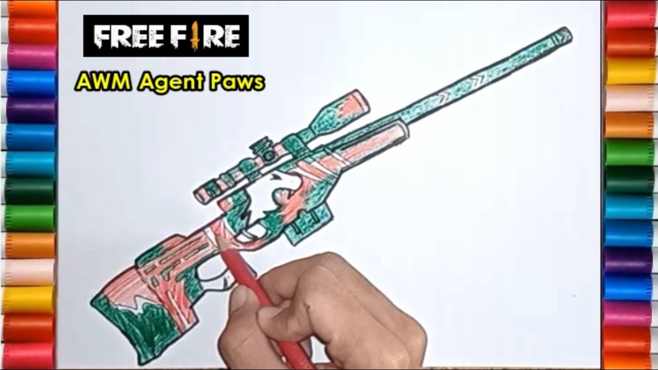 Cara Gambar Senjata AWM Agent Paws Free Fire | Drawing AWM Agent Paws ...