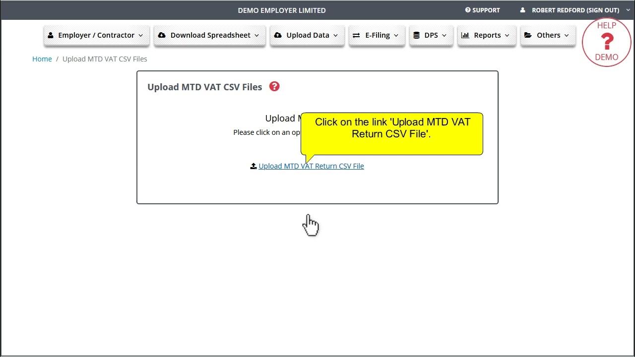 Upload MTD VAT CSV File to our Server - YouTube