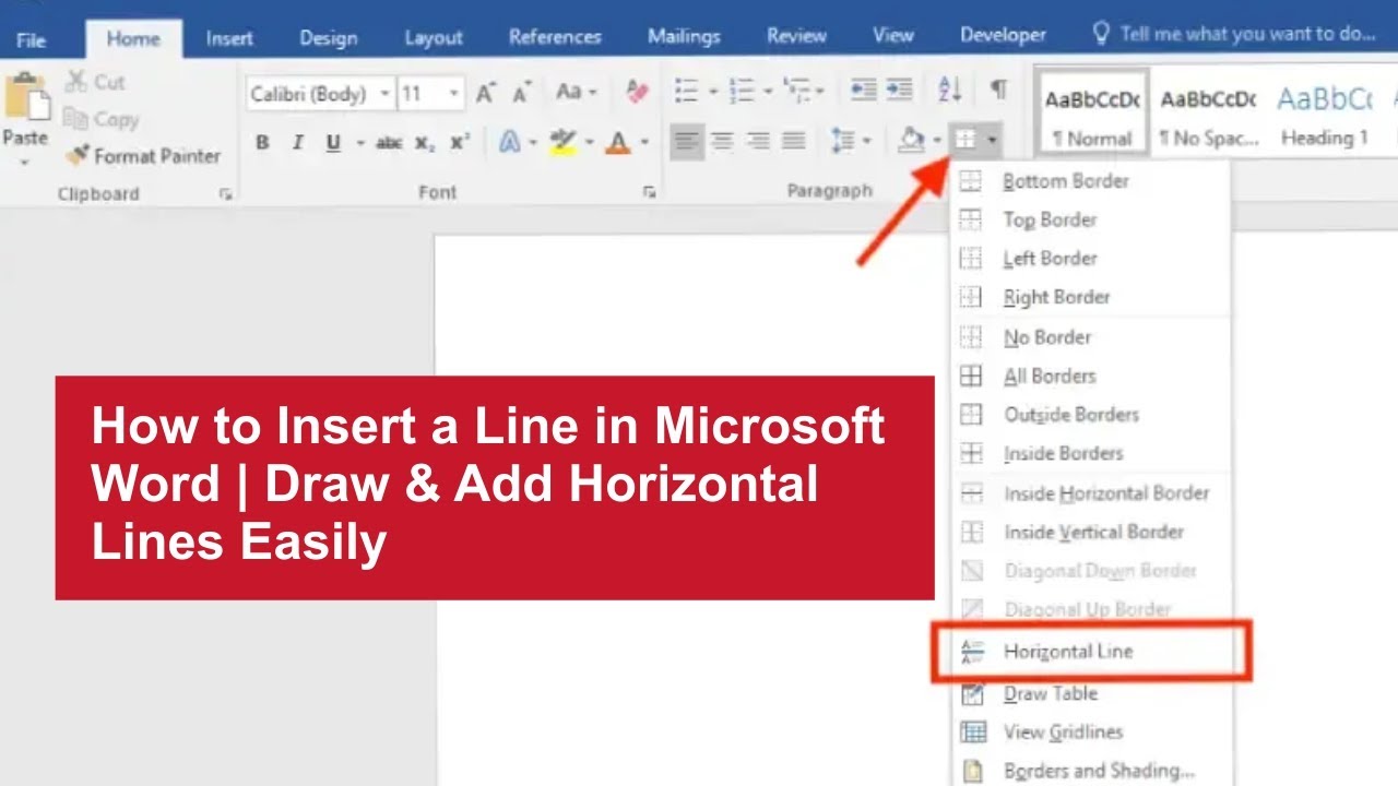 How to Insert a Line in Microsoft Word | Draw & Add Horizontal Lines ...