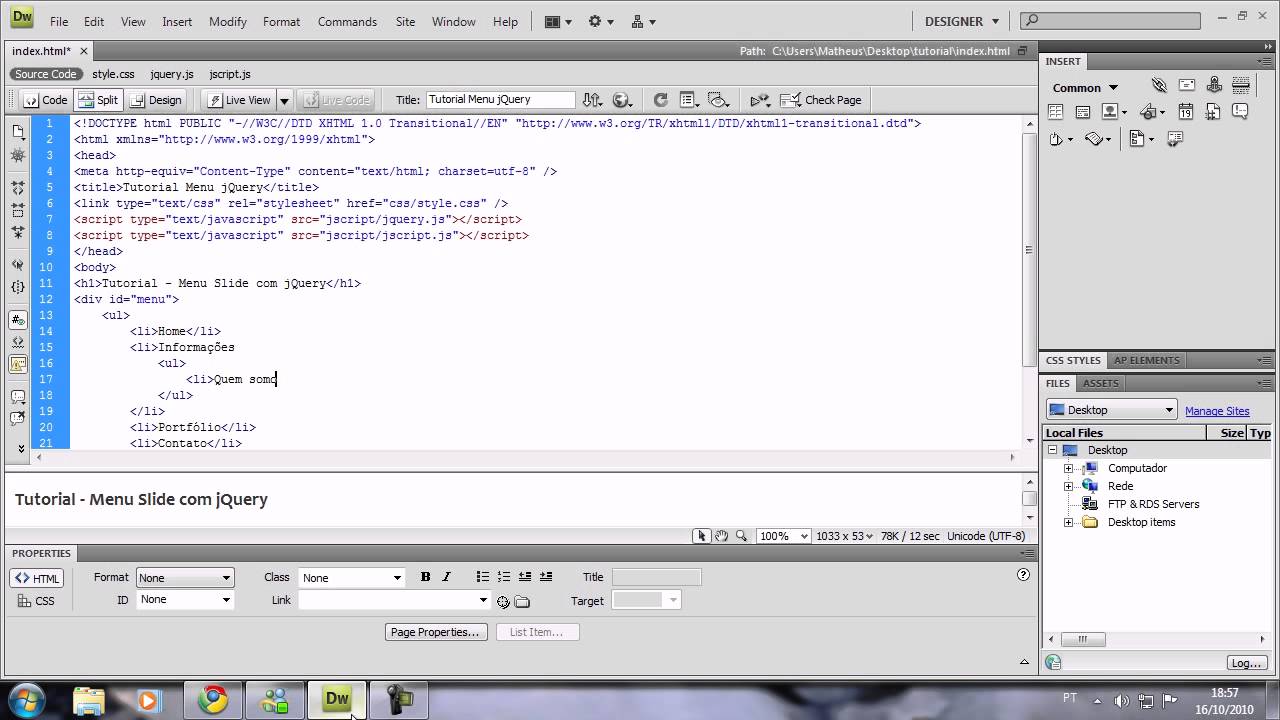 Tutorial Menu Dropdown Com Jquery Parte 1 Youtube