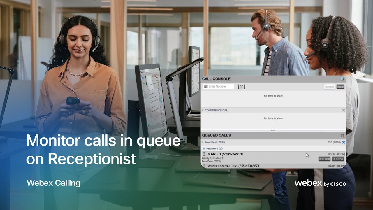 Monitor calls in queue on Receptionist - YouTube