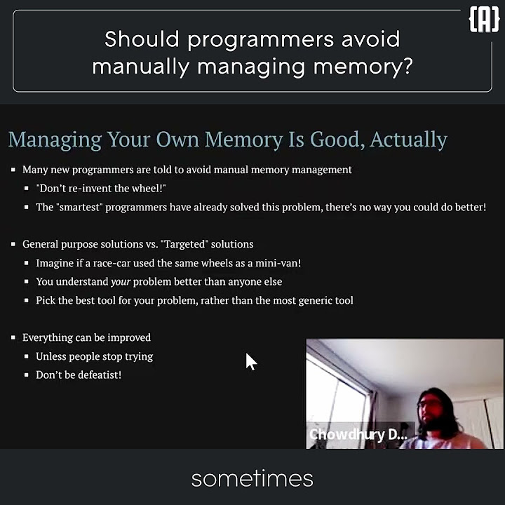 Should programmers avoid manually managing memory? - YouTube
