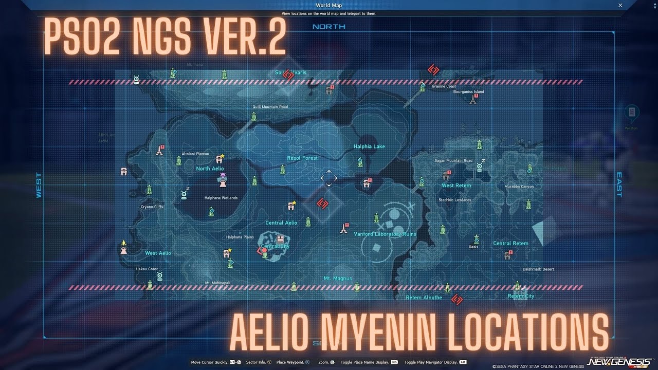 [PSO2 NGS] Aelio Myenin Locations - YouTube