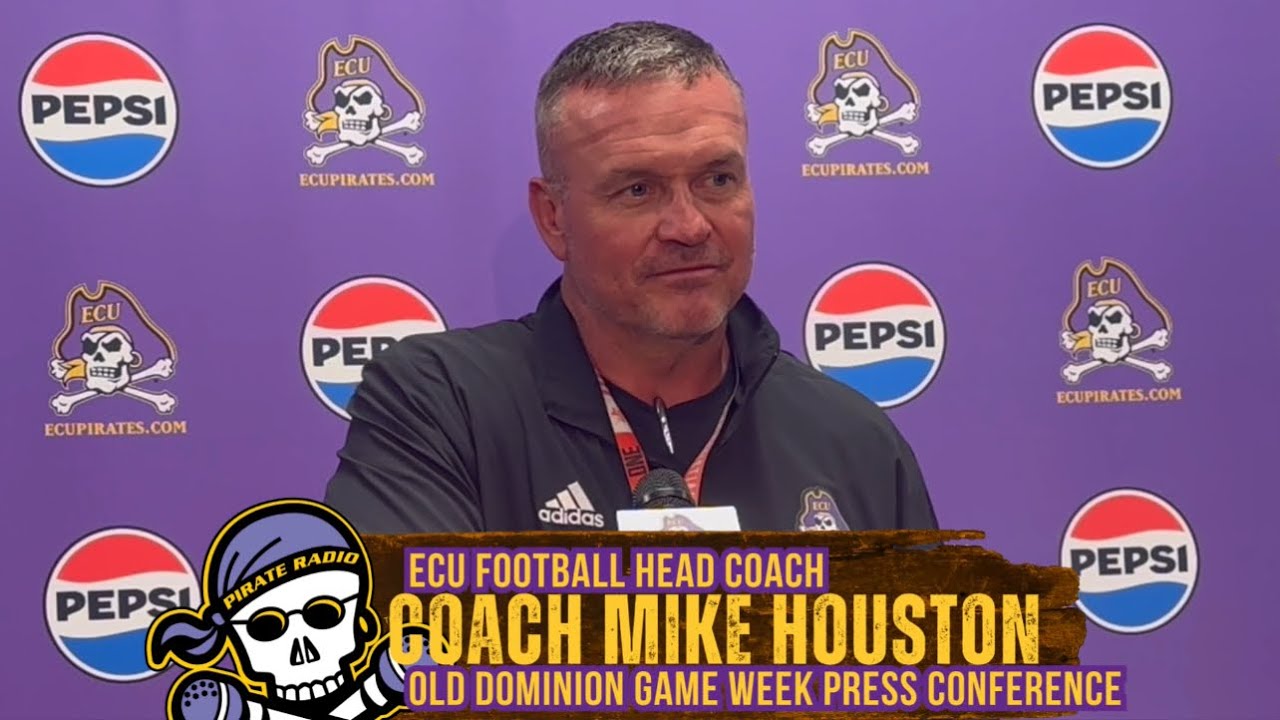 ECU Football Coach Mike Houston, Old Dominion game week practice press ...