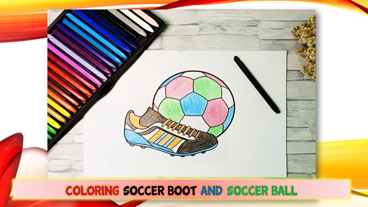 Coloring Soccer Boot and Soccer Ball - YouTube