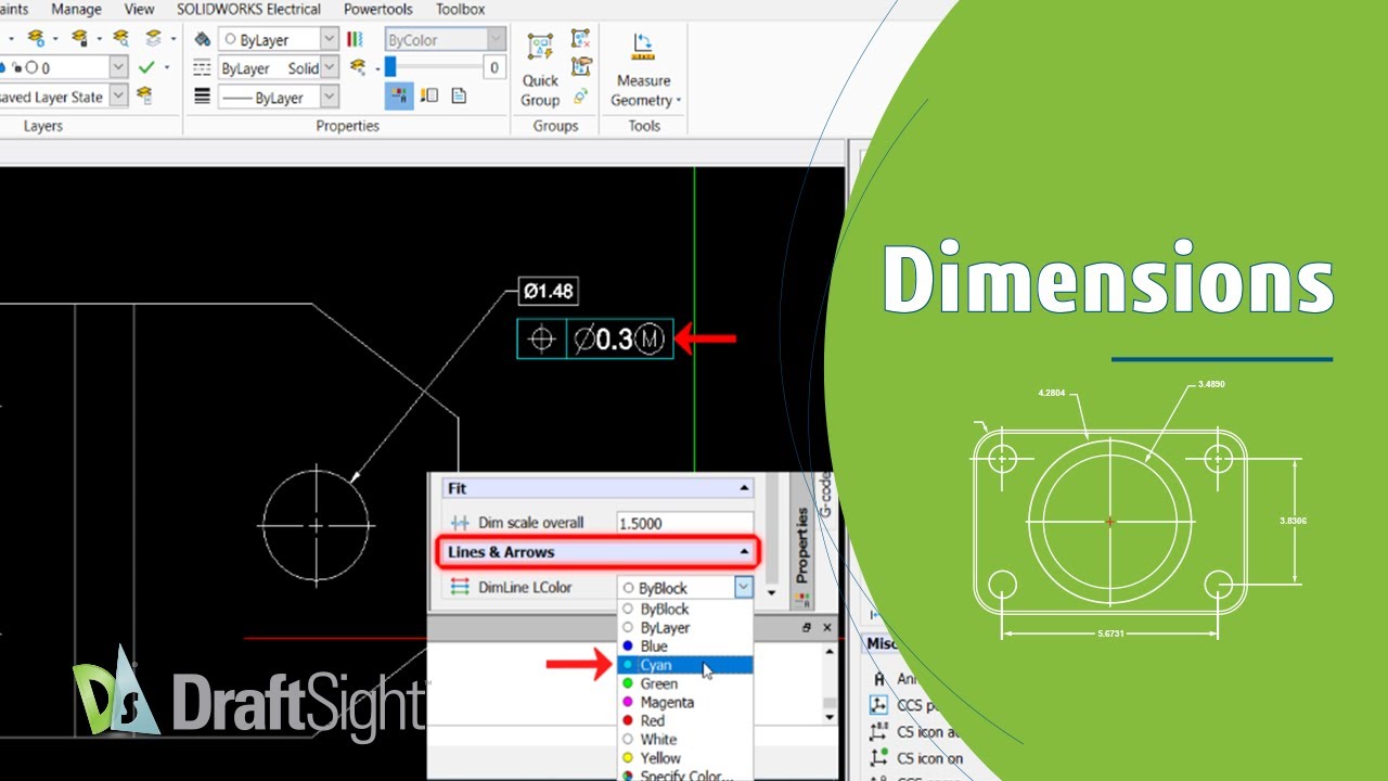 Modify 'Dim Line Color' of Geometric Tolerance from Properties Palette ...