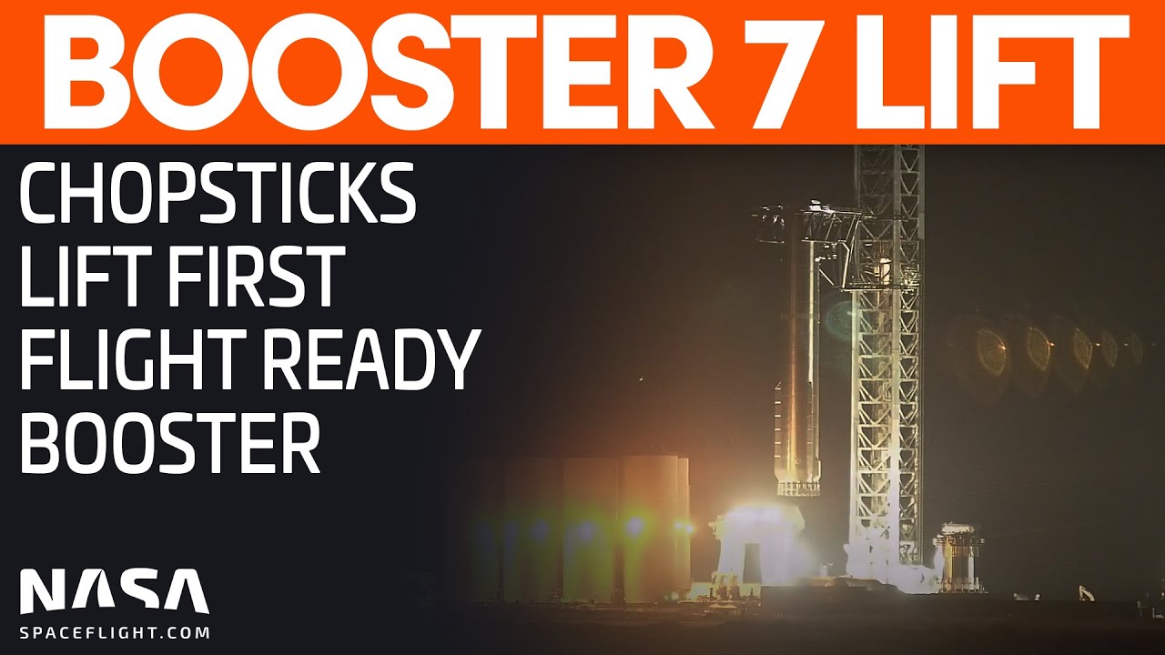 Booster 7 Lifted Onto the Orbital Launch Mount | SpaceX Starbase - YouTube