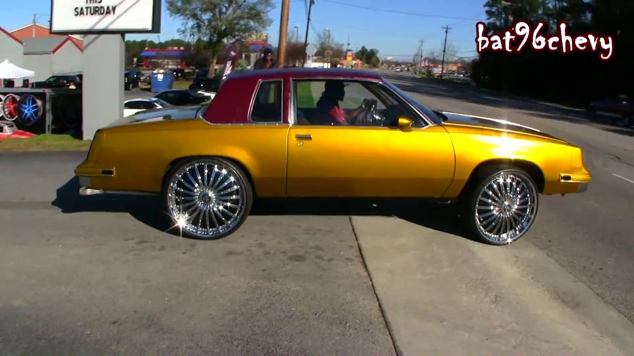 ULTIMATE AUDIO: Candy Gold & Burgundy 80's Cutlass Supreme on 26" DUB ...