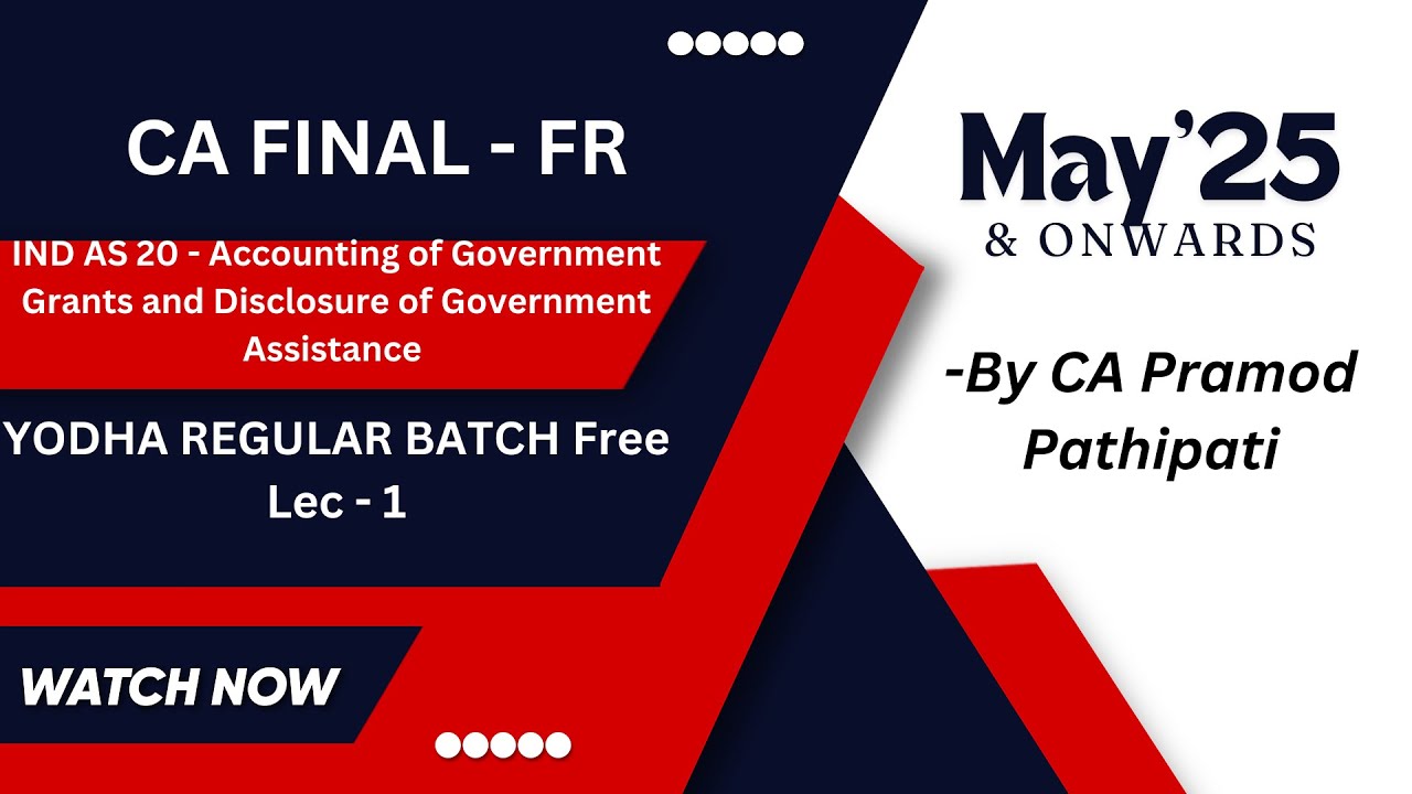 CA Final - FR | Ind AS 20 Government Grant & Disclosure of Govt ...