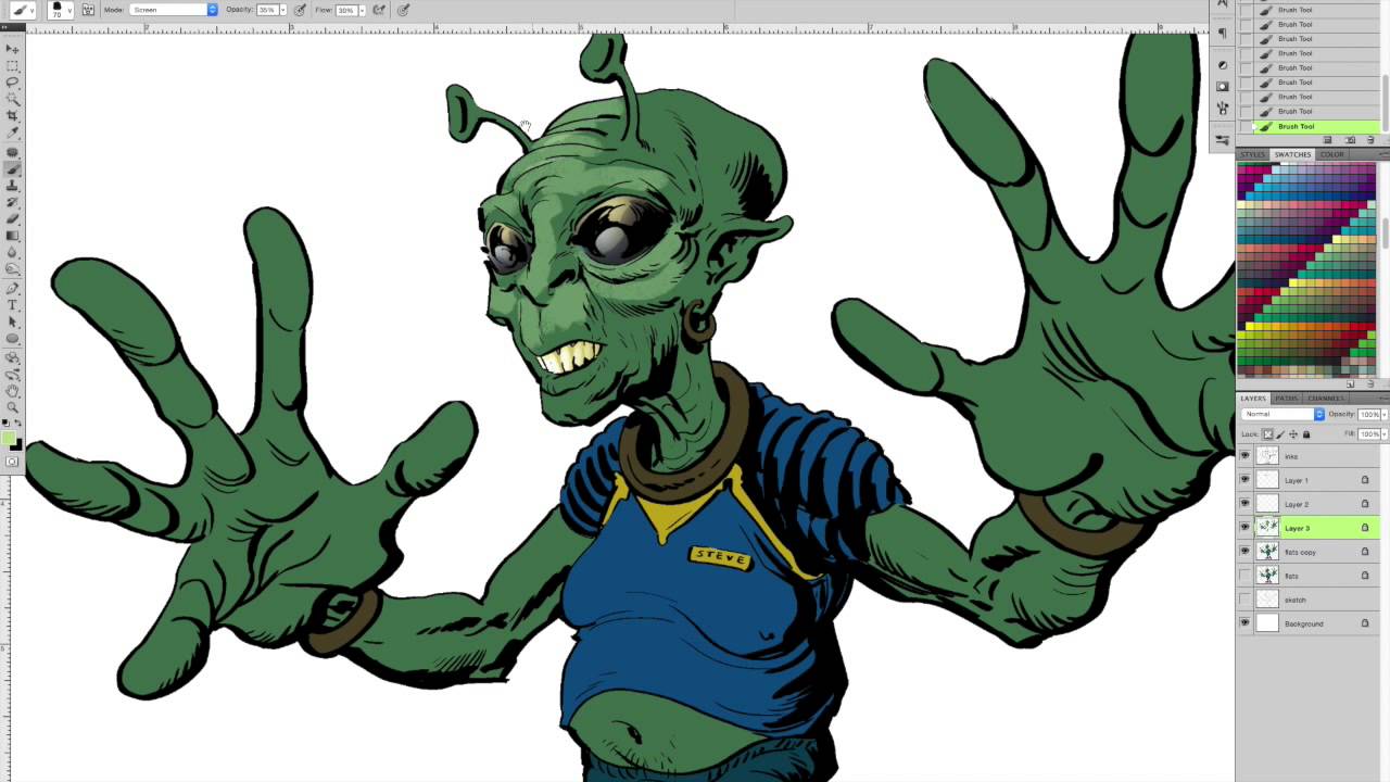 Alien Speed Drawing & Coloring - YouTube