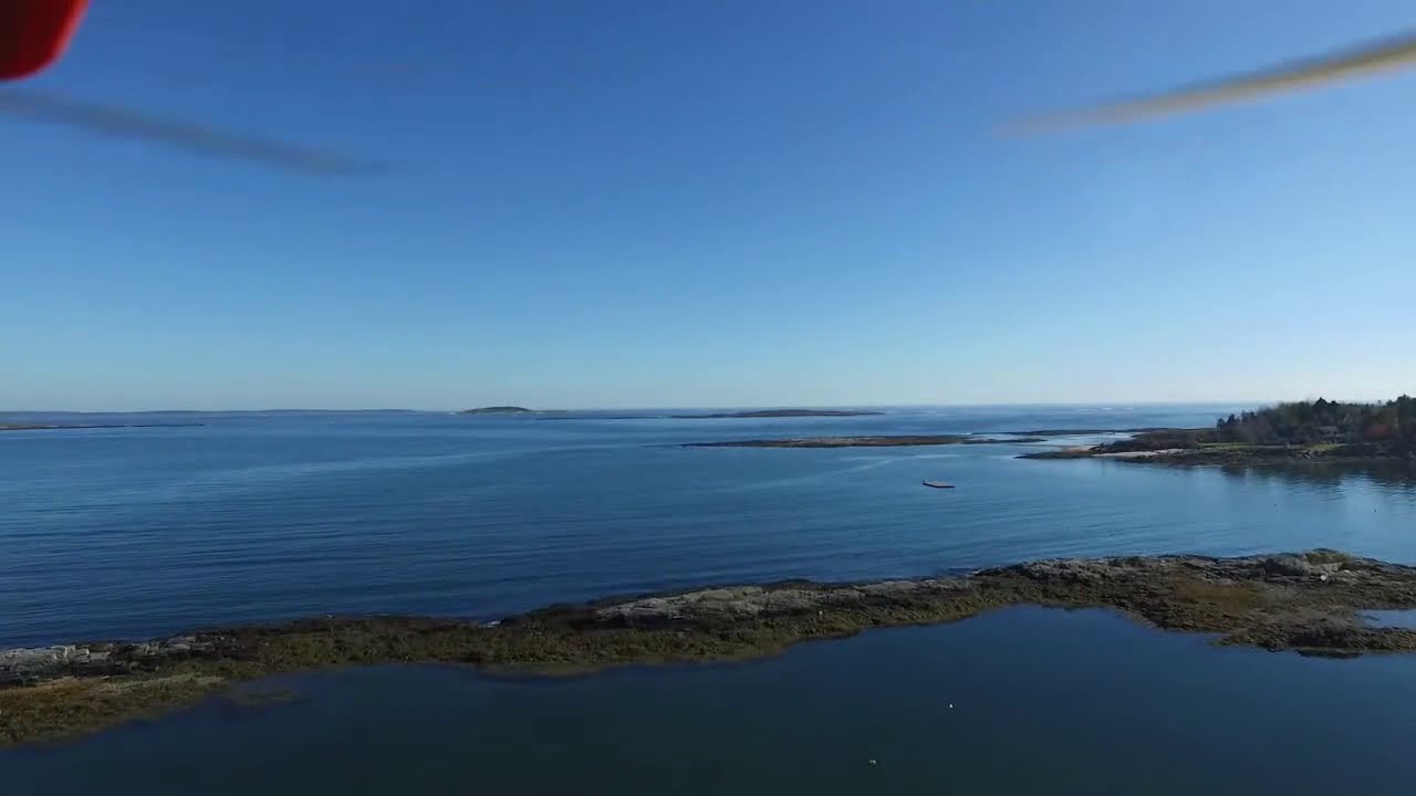 Cribstone bridge between Orr's and Bailey Island Maine from Drone (Nov ...