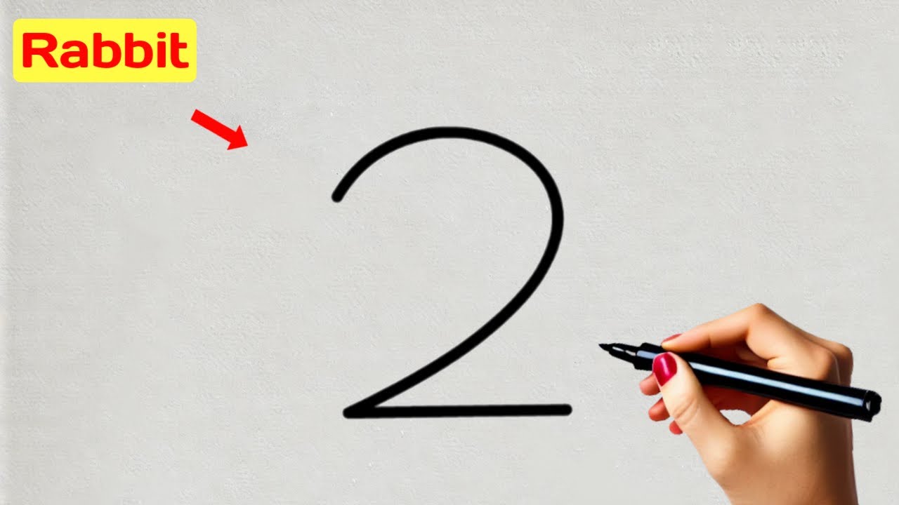 How to draw Rabbit - From Number 2 - fun Drawing ️ (Easy😊) - YouTube