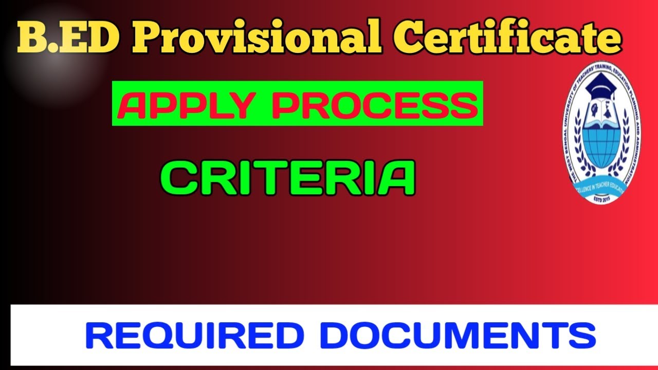 B.ED PROVISIONAL CERTIFICATE / HOW TO APPLY B.ED PROVISIONAL ...