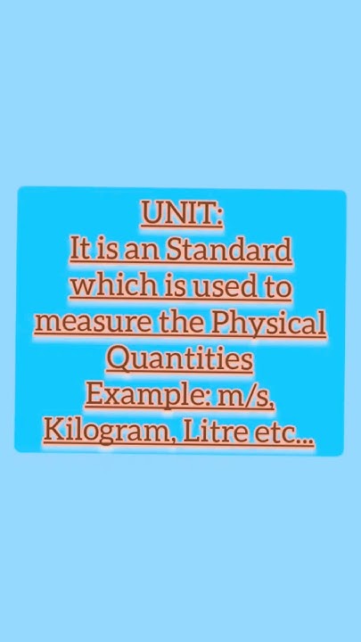 Unit - Define Unit - Physics Simple Definitions #units #physics # ...