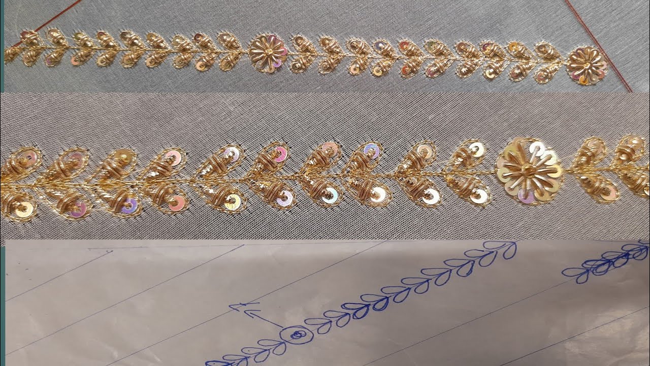 simple zardosi handwork design / simple border designs / aari work ...