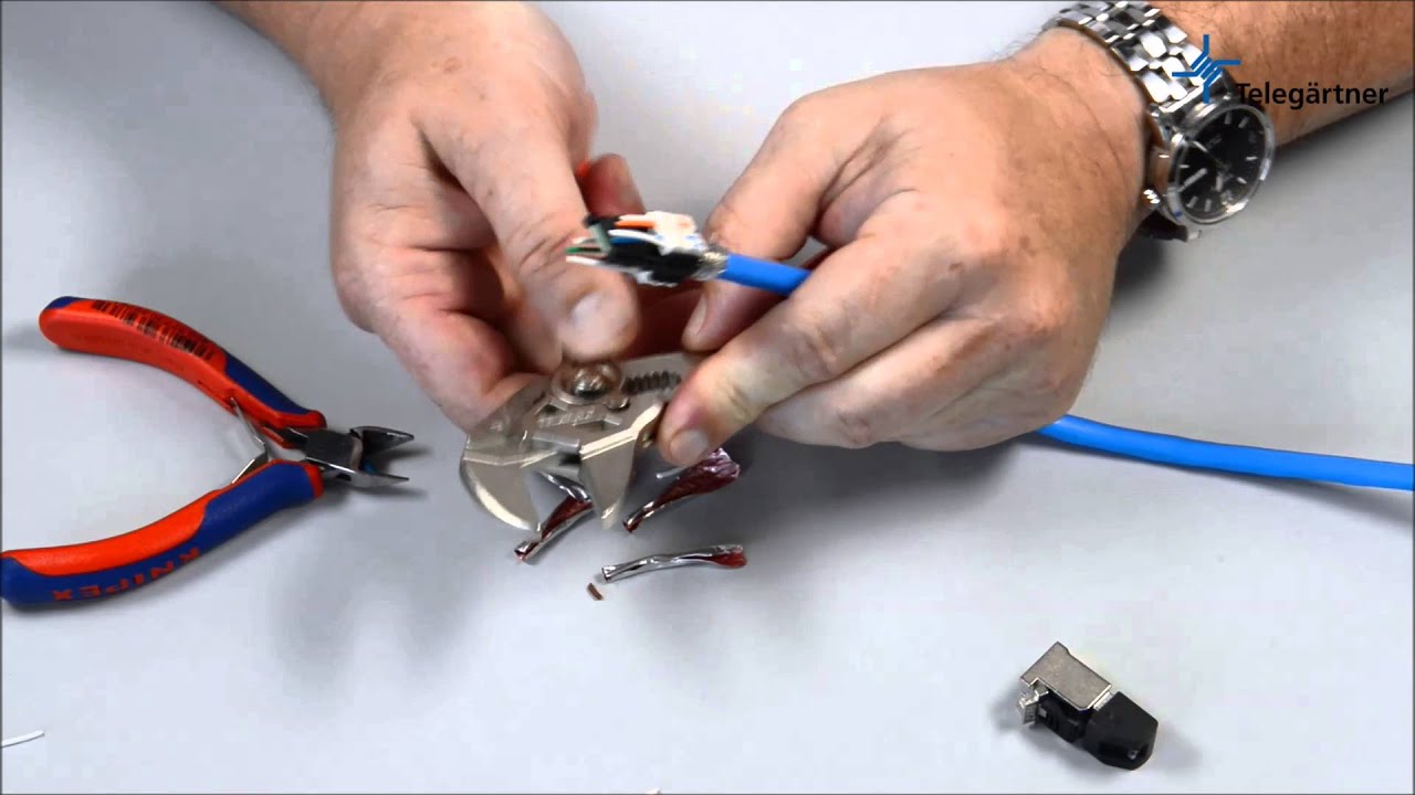 Field assembly RJ45-plug MFP8 4x90 Cat.6A assembly | Telegärtner - YouTube