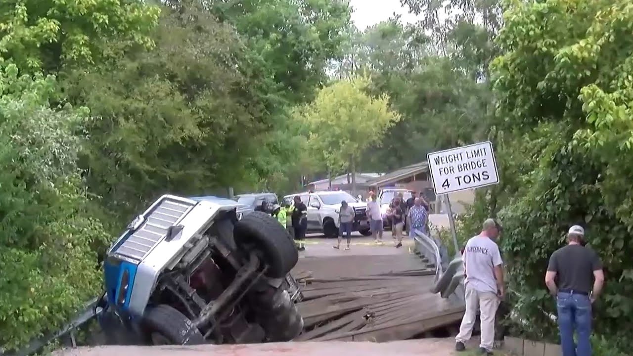 Bridge collapses after concrete truck crash in Montgomery County - YouTube