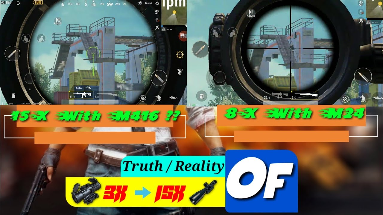 Reality of 3x Scope to 15x Scope. Pubg new bug by COC TECHNICAL - YouTube