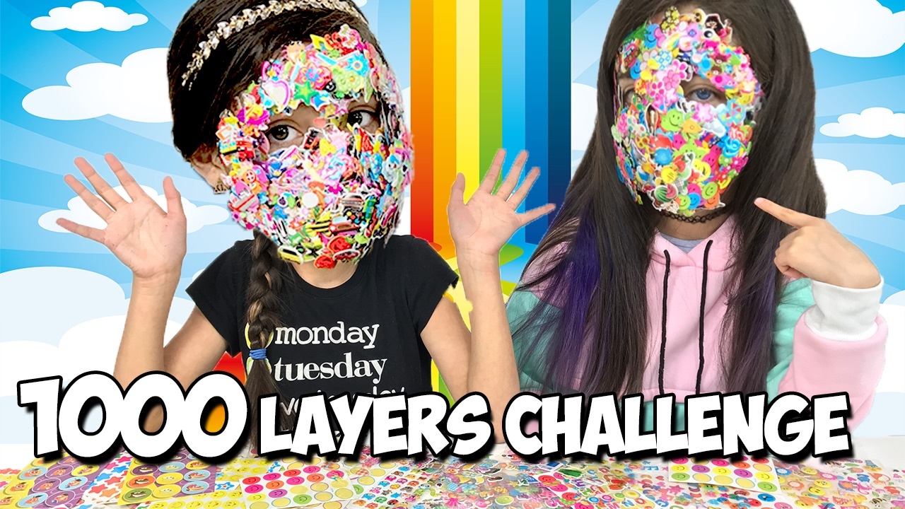 1000 Layers Challenge - 1000 Layers Of Stickers On Our Face - YouTube