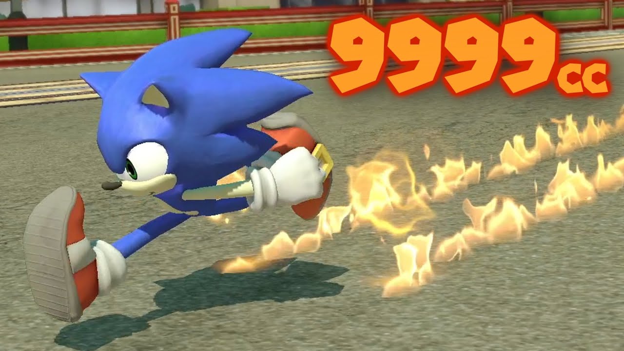 Sonic Running in 9999cc Mario Kart 8 Deluxe! (All Tracks) - YouTube