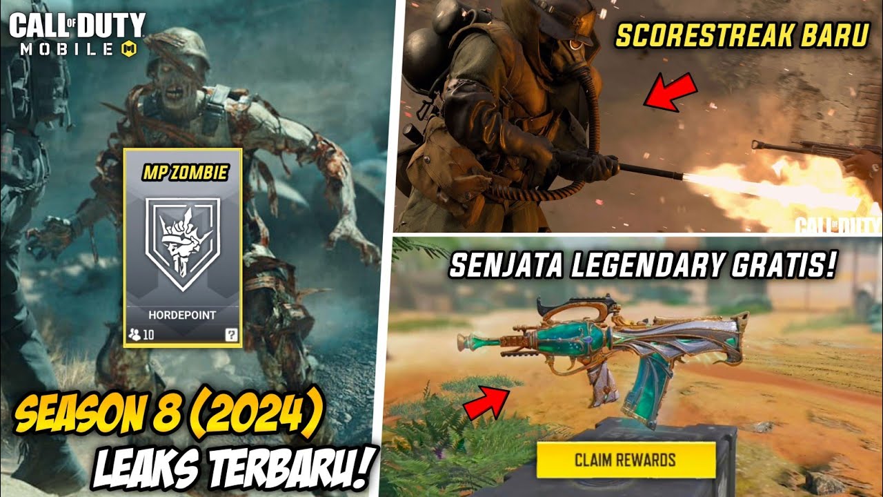 Season 8 (2024) senjata legendary GRATIS! + scorestreak baru + mode MP zombie baru codm S8 - YouTube
