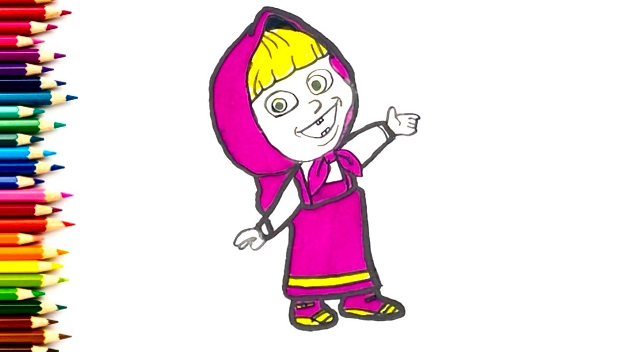 How to draw masha , masha and the bear drawing , easy masha drawing ...