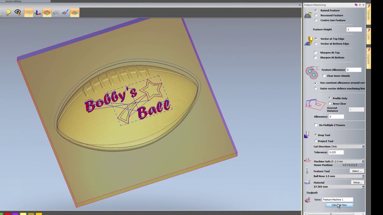 Feature Machining Toolpath in Artcam - YouTube
