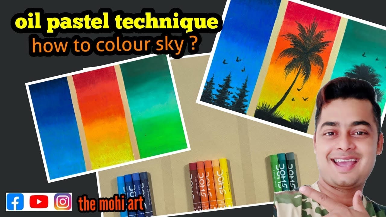 Oil pastel sky technique | oil pastel technique | how to colour sky oil ...